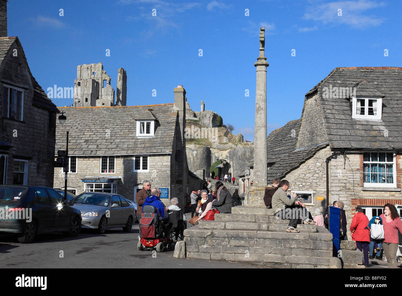 Corfe Castle and village Dorset England Stock Photo - Alamy
