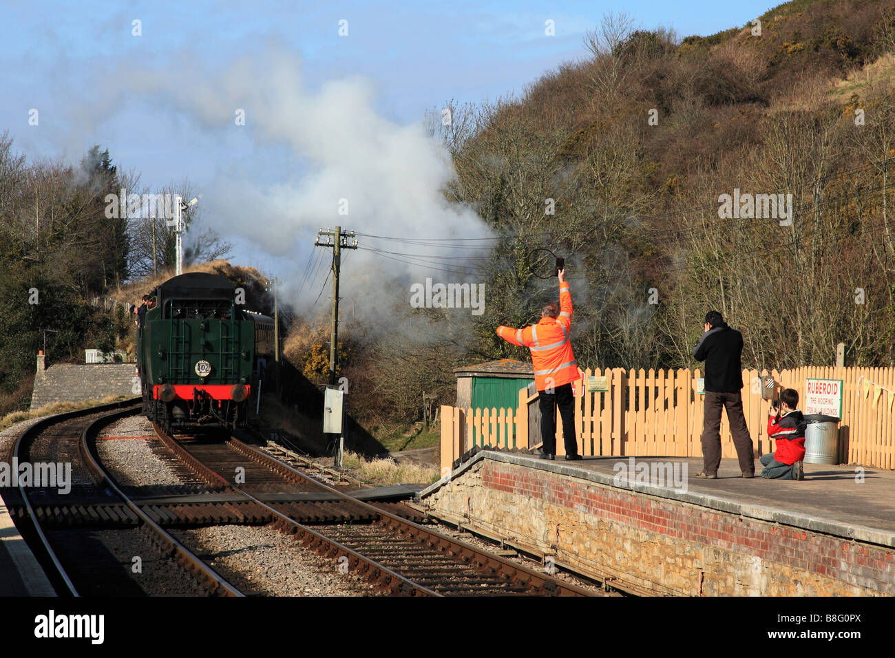 Corfe Castle Station and steam train Dorset England Stock Photo - Alamy