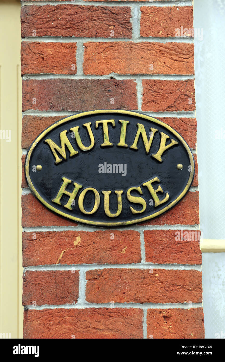An unusual house sign Mutiny House Stock Photo - Alamy
