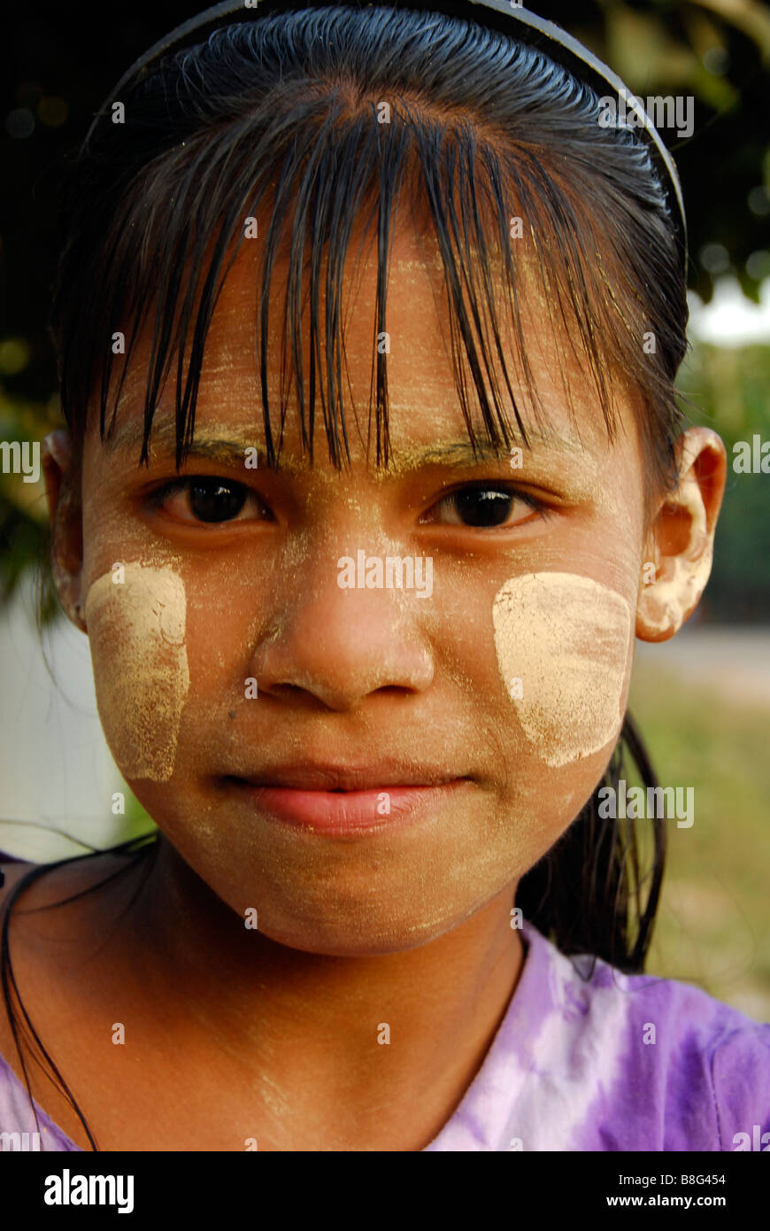 Burmese kid with tanaka on face,Thai Burmese border,Tak,Northern ...