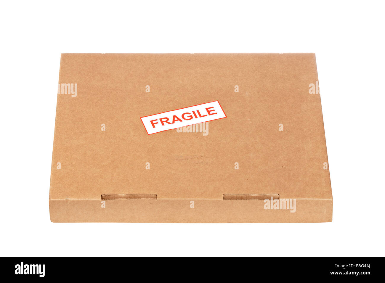 Fragile on cardboard box isolated on white background Stock Photo - Alamy