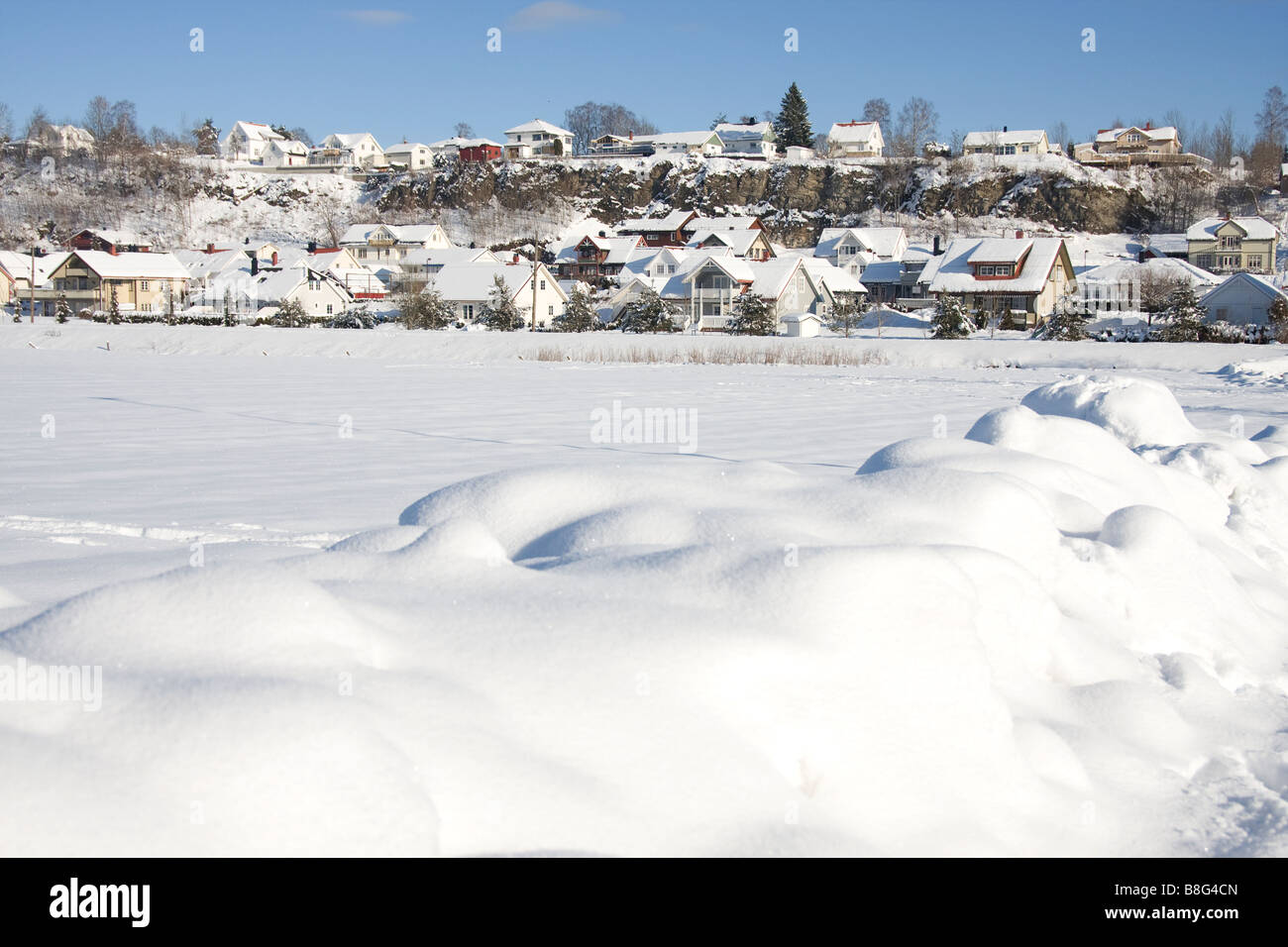 scenic snow scene Skien Telemark Norway Stock Photo - Alamy
