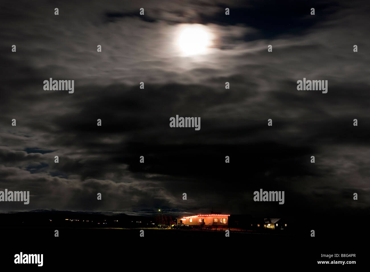 Moonlight and a farm on the south coast of Iceland Stock Photo - Alamy