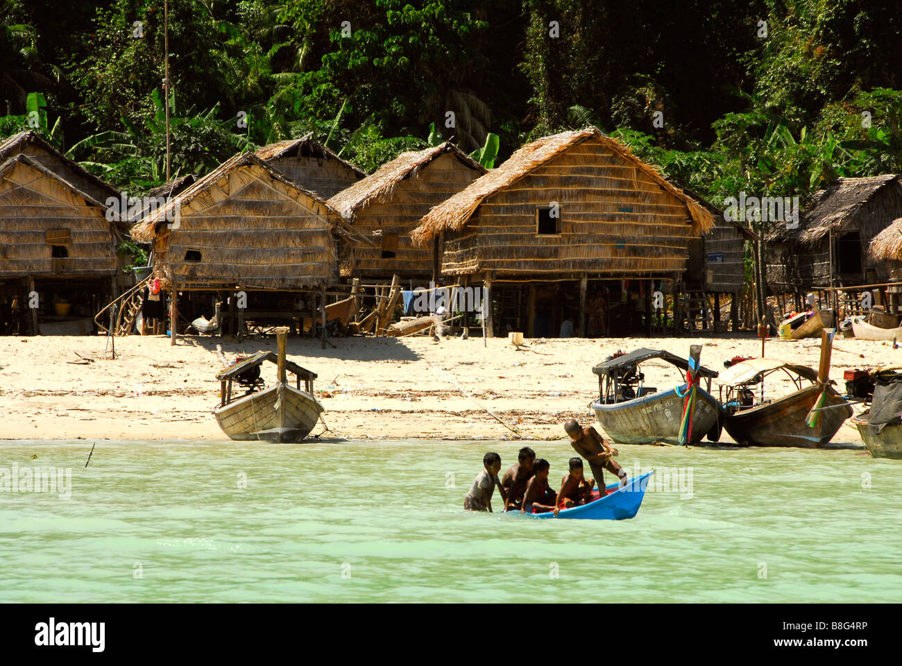 Moken sea gypsy village,PhangNga,Southern Thailand Stock Photo - Alamy