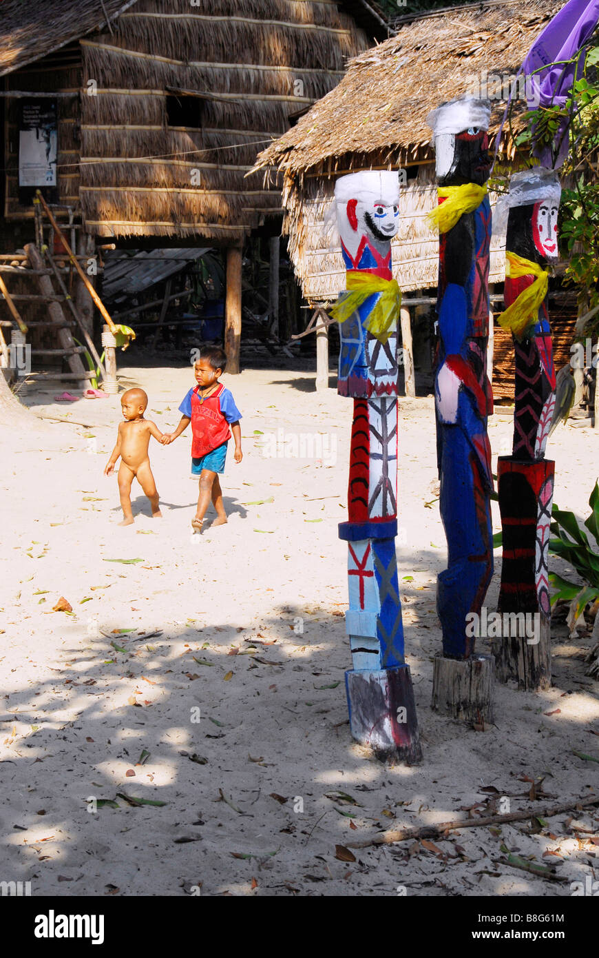 Moken kids walking around the village,Koh Surin,PhangNga,Southern ...