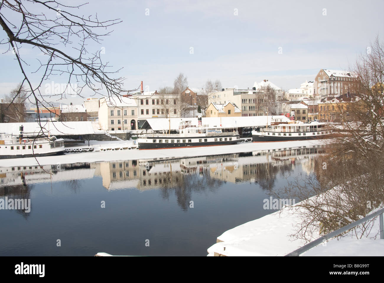 scenic snow scene Skien waterfront Telemark Norway Stock Photo - Alamy