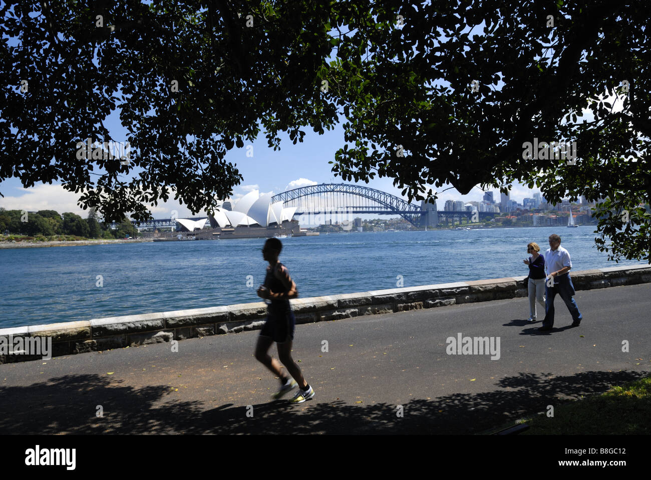 Sydney Opera House and Harbour Bridge, viewed from base of Fleet Steps ...