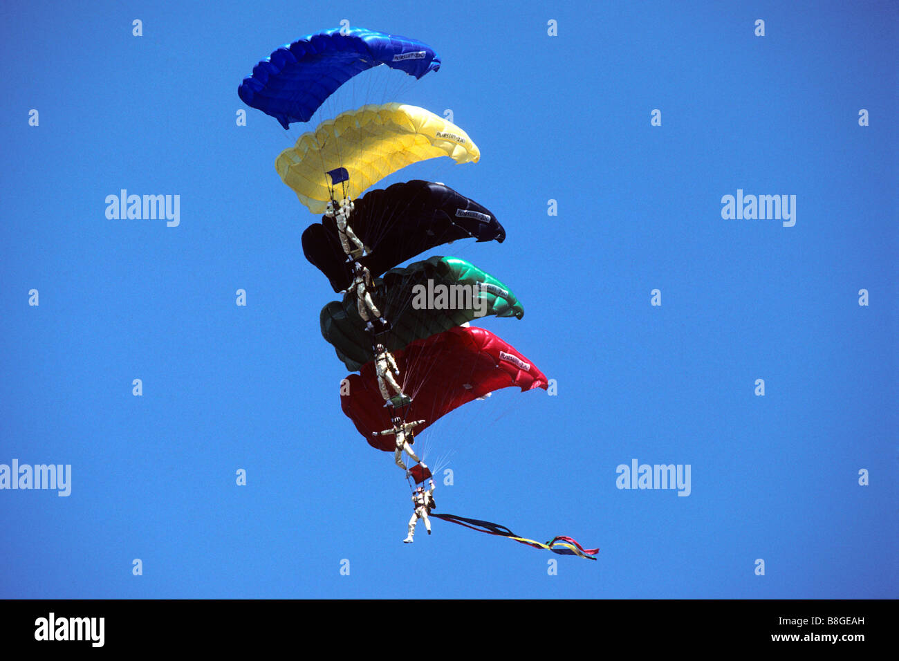 Sky divers floating in the air Stock Photo - Alamy