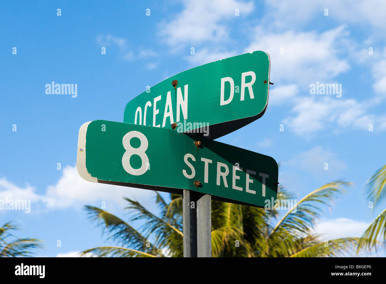 Ocean Drive street sign on South Beach, Miami Beach, Gold Coast ...