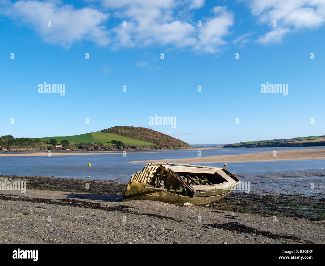 Old boat on the Camel Estuary Padstow U K Stock Photo - Alamy