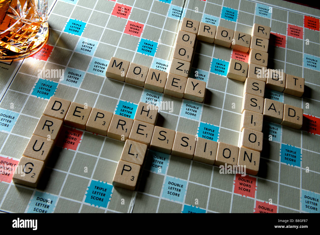 Recession Scrabble Board, England Stock Photo - Alamy