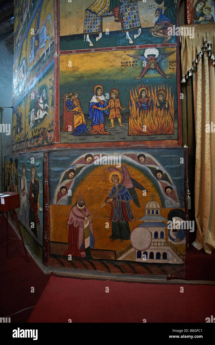 Addis Ababa Ethiopia Inside Kiddus Raguel church Entoto mountain Stock ...