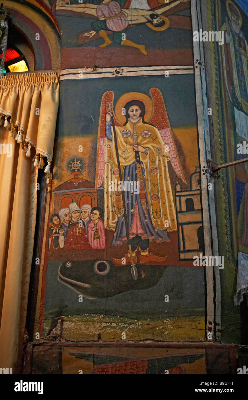 Addis Ababa Ethiopia Inside Kiddus Raguel church Entoto mountain Stock ...