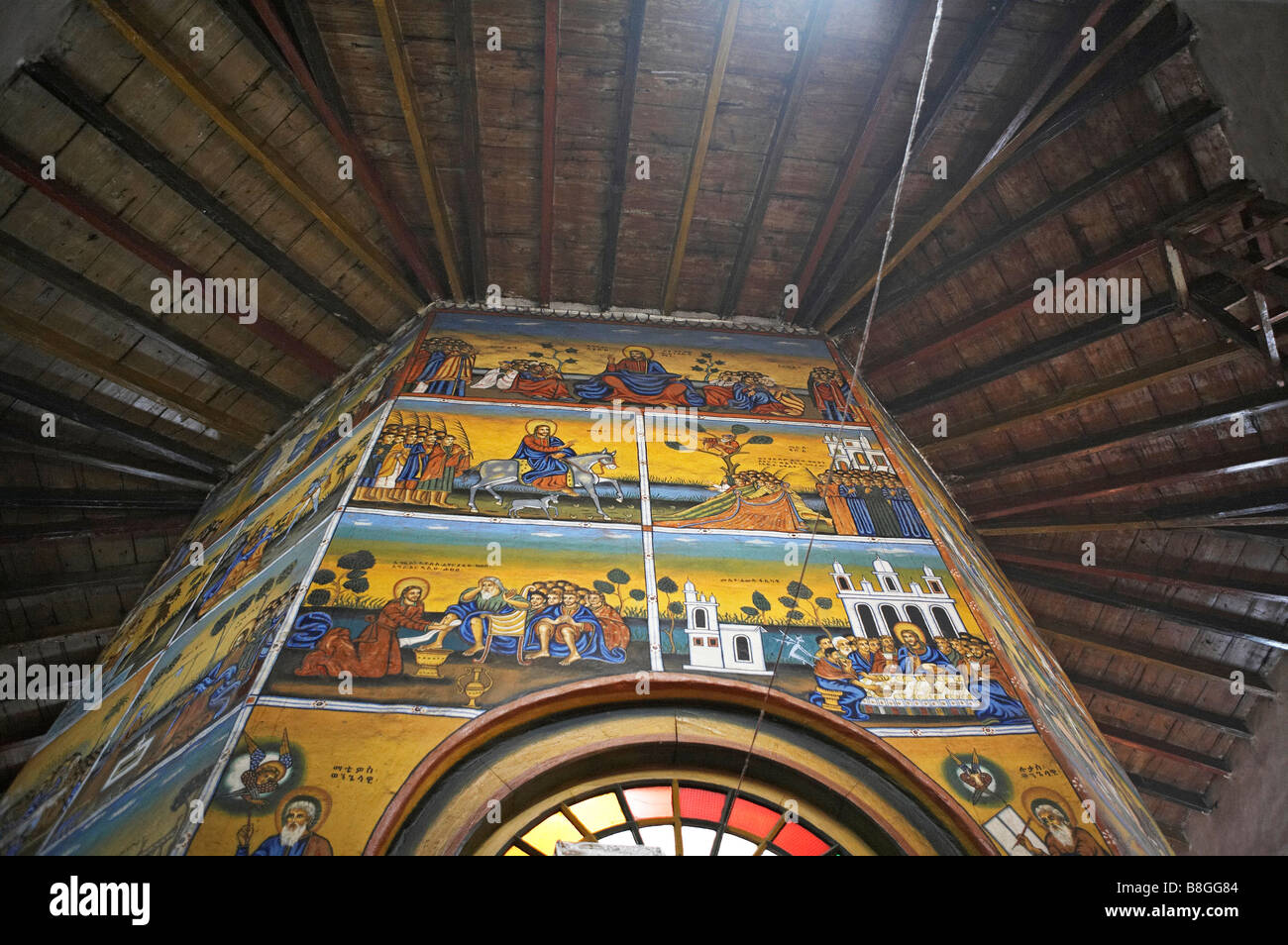 Addis Ababa Ethiopia Inside Kiddus Raguel church Entoto mountain Stock ...