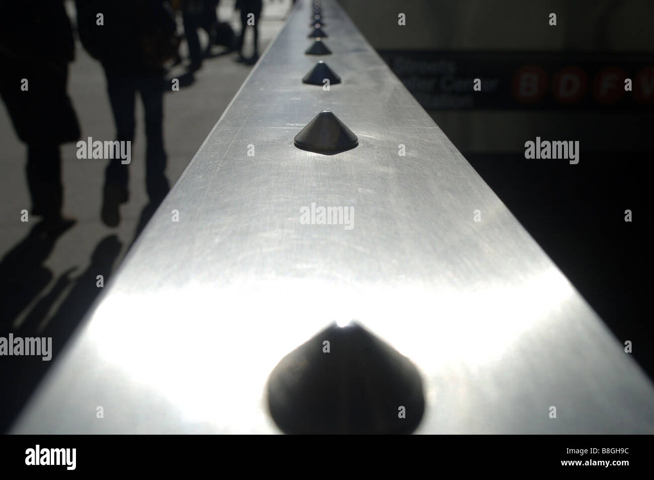 Stainless steel subway railing in midtown in New York on Saturday ...