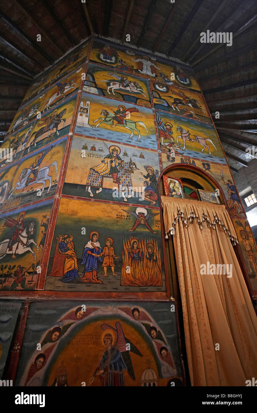 Addis Ababa Ethiopia Inside Kiddus Raguel church Entoto mountain Stock ...
