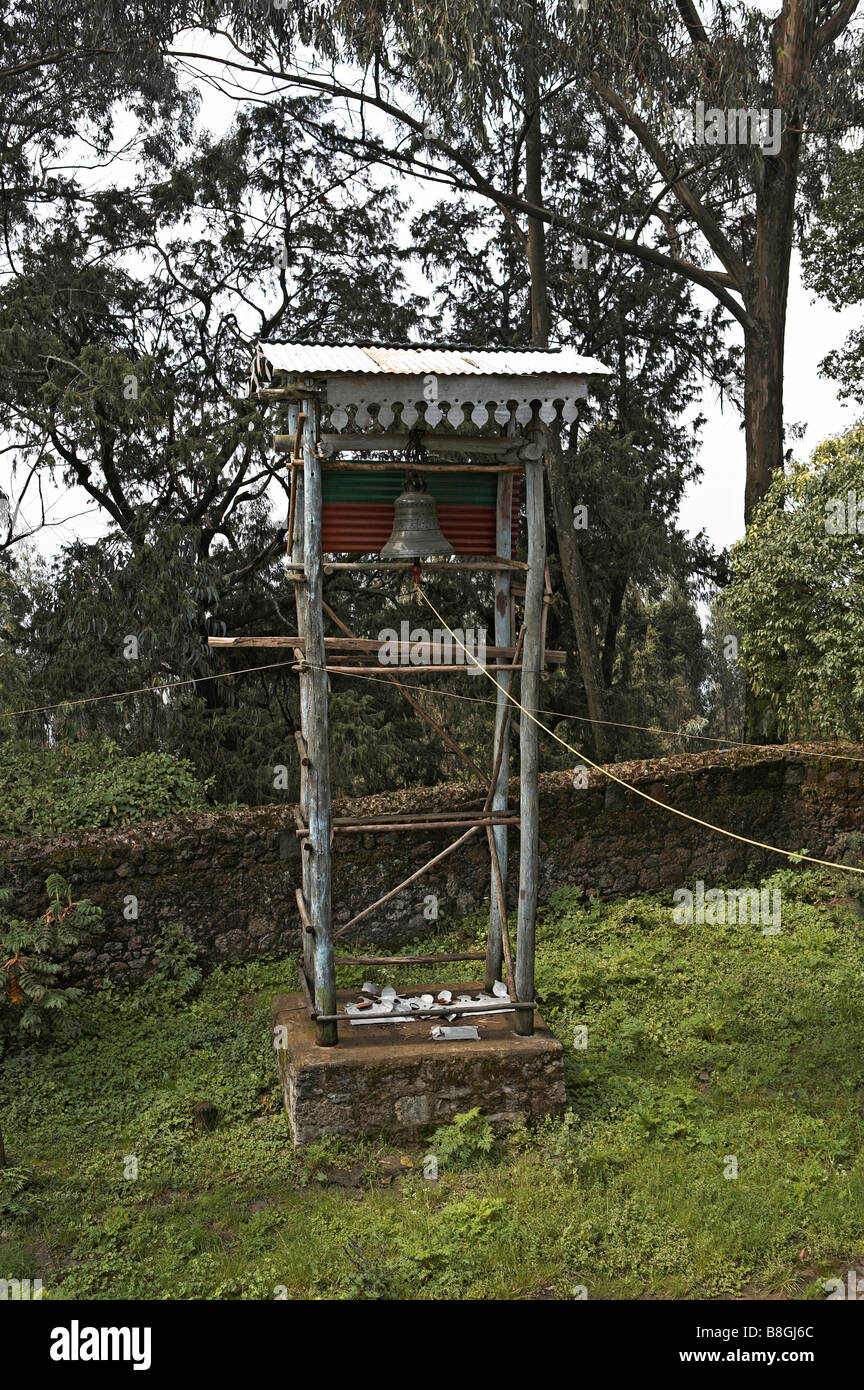 Addis Ababa Ethiopia Kiddus Raguel church bell Entoto mountain Stock ...