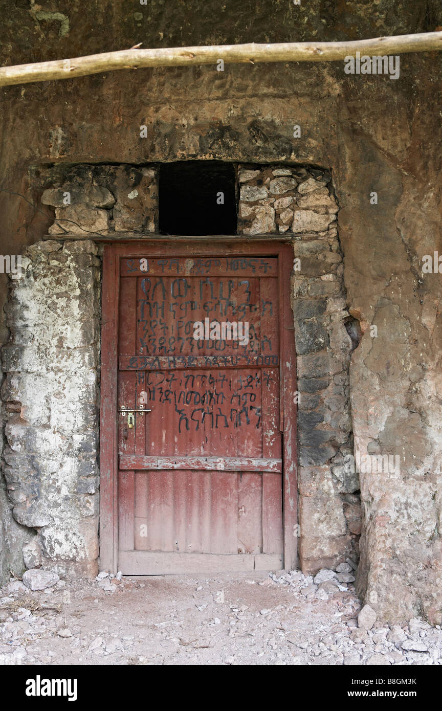 Addis Ababa Ethiopia Kiddus Raguel early rock church Entoto mountai ...