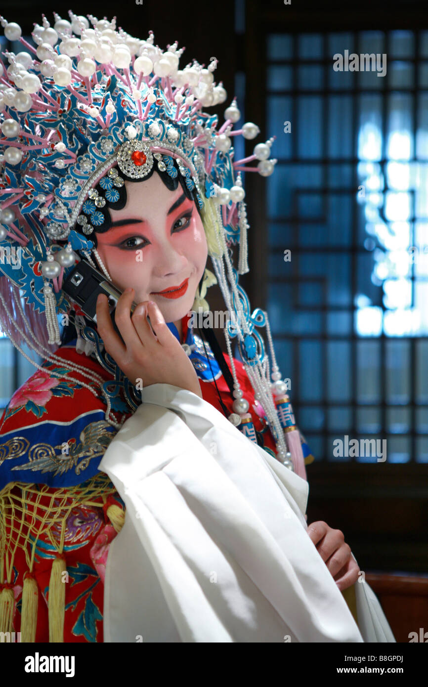 Beijing Opera Actress Using Phone,China Stock Photo - Alamy