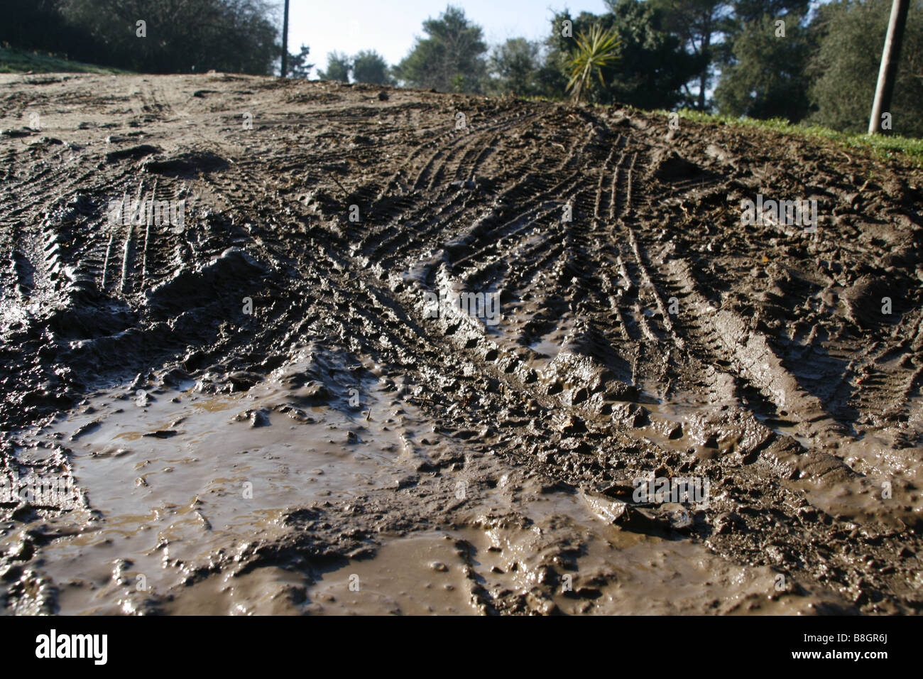 Tyre tracks crossing in mud hi-res stock photography and images - Alamy