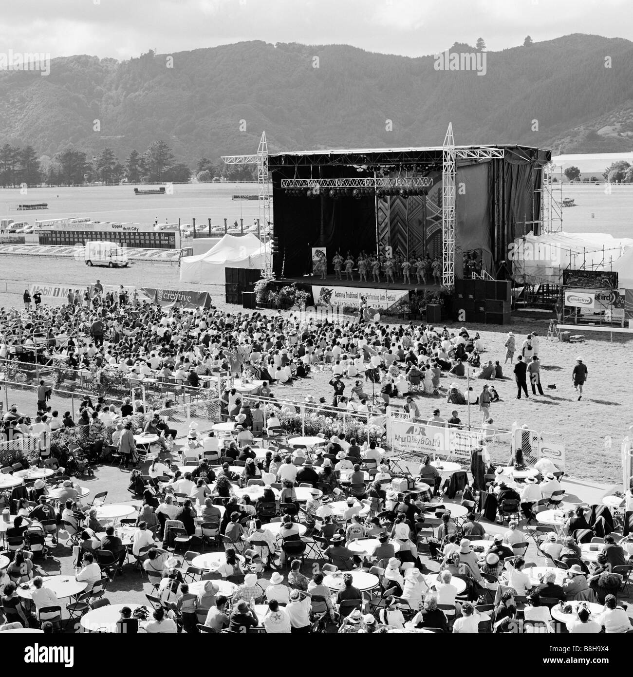 Stage and audience at 1998 Aotearoa Traditional Maori Performing Arts ...