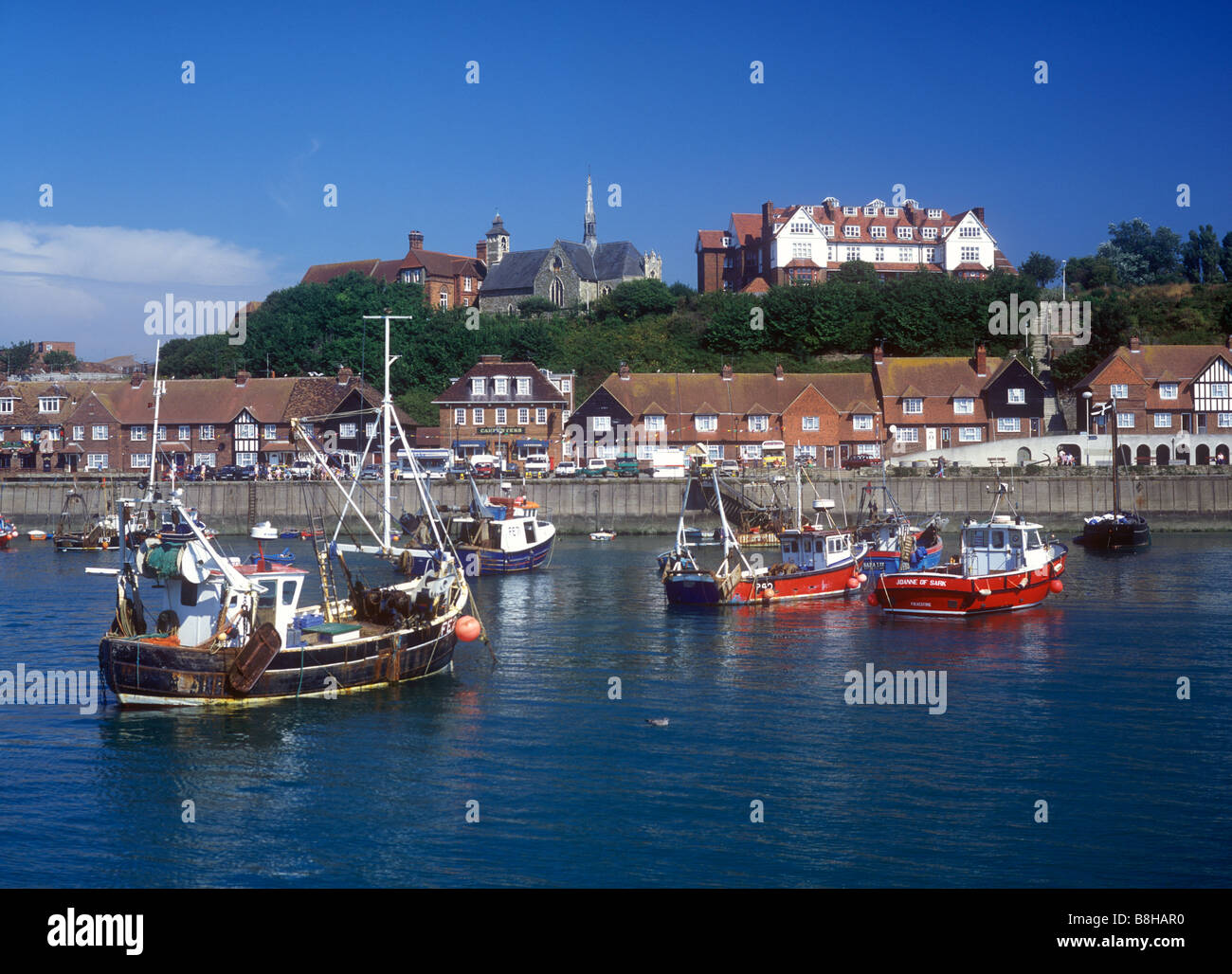 Fishing boat harbour at the south coast channel port of Folkestone ...
