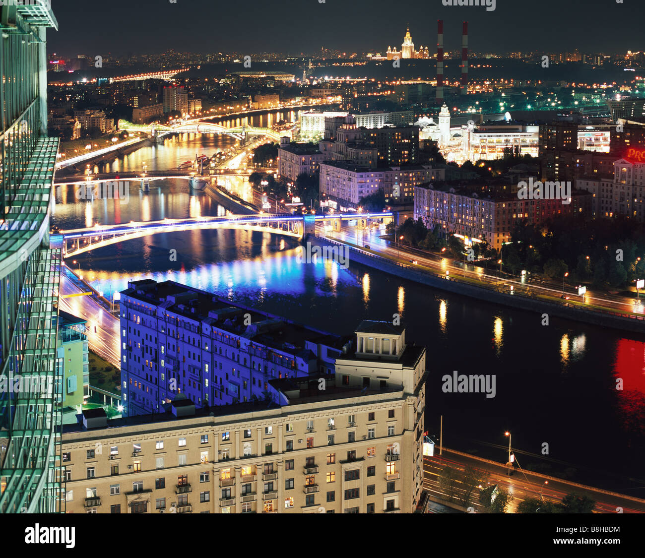 Moscow at night, just after washing with night summer rain Stock Photo ...