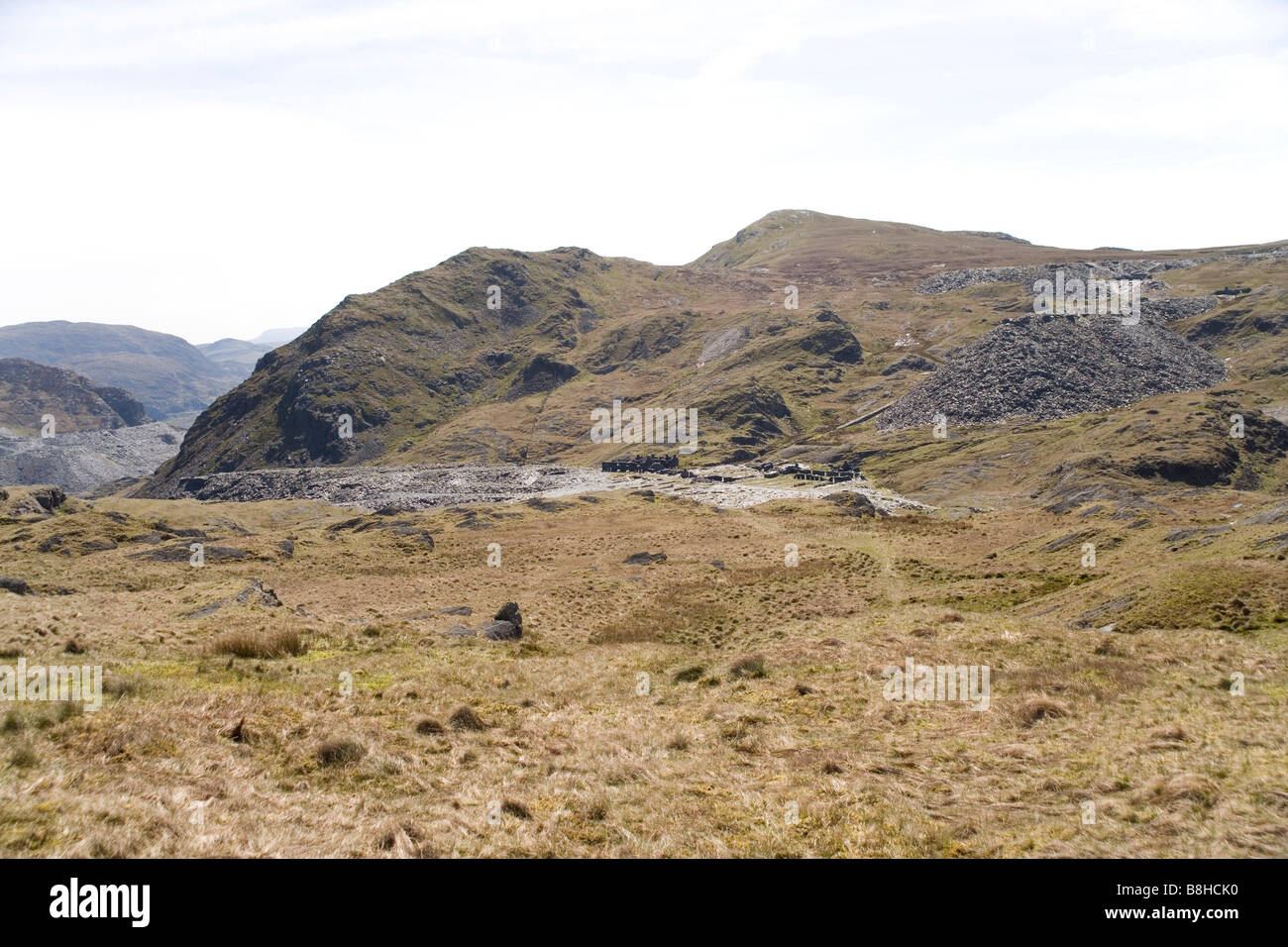 Disused slate quarry at the head of Croesor valley in Snowdonia, North ...