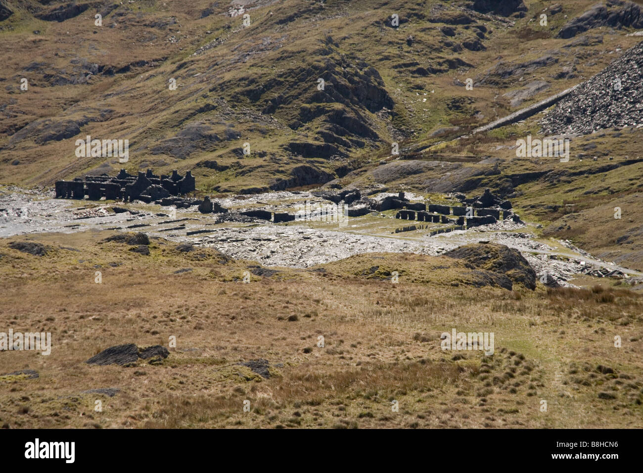 Disused slate quarry at the head of Croesor valley in Snowdonia, North ...