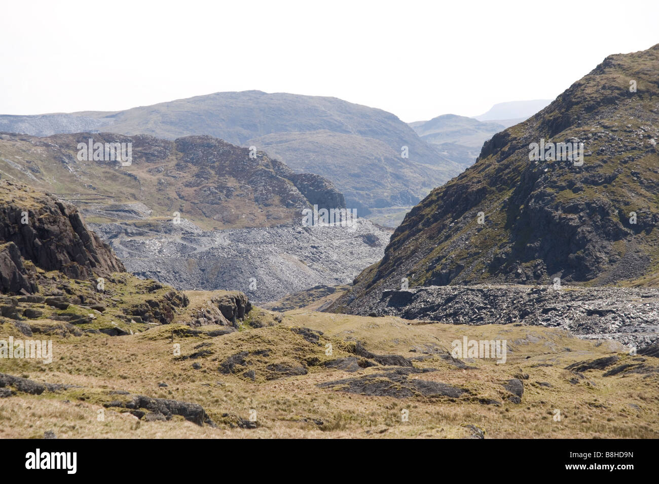 Disused slate quarry at the head of Croesor valley in Snowdonia, North ...