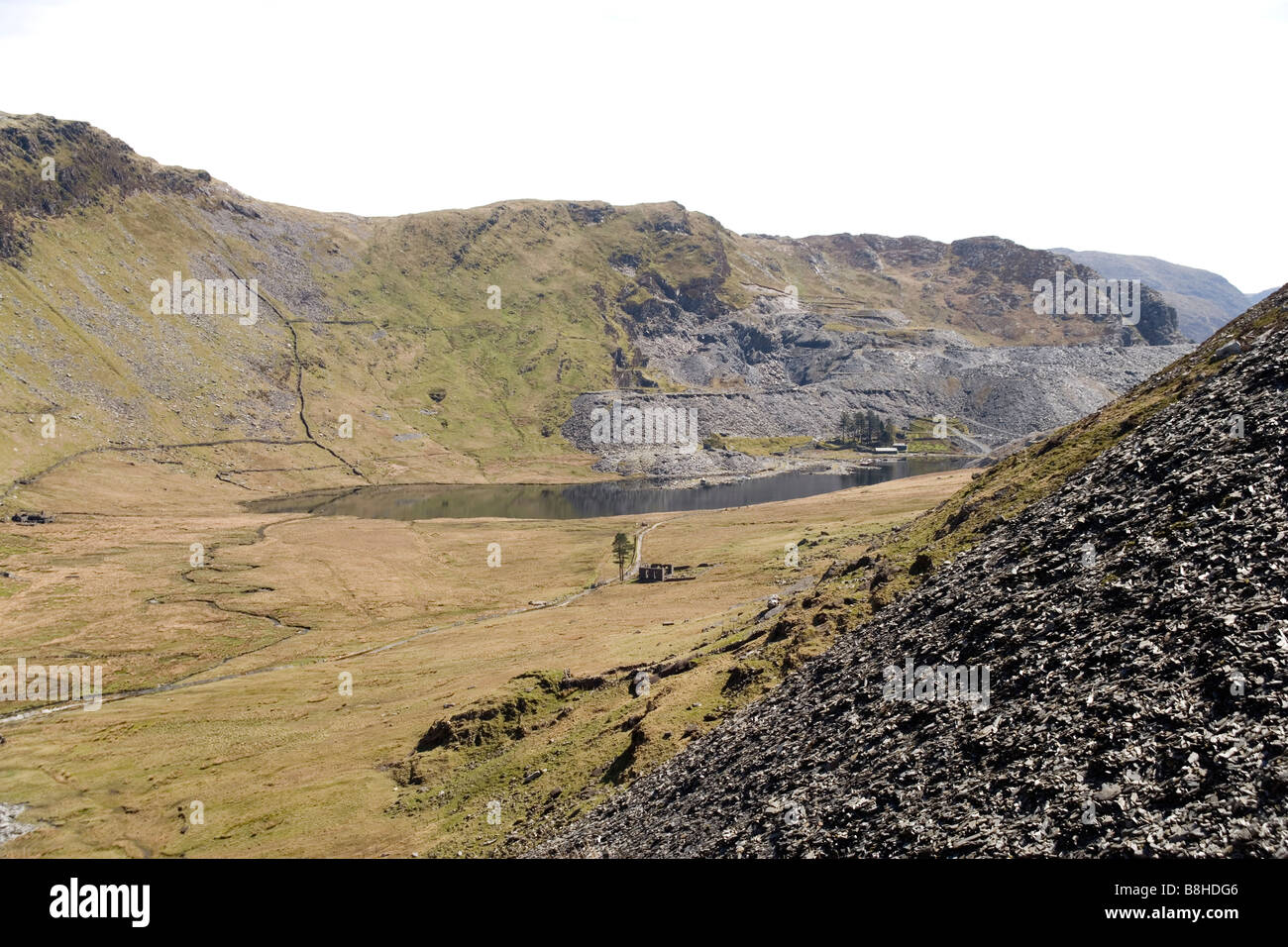 Disused slate quarry at the head of Croesor valley in Snowdonia, North ...