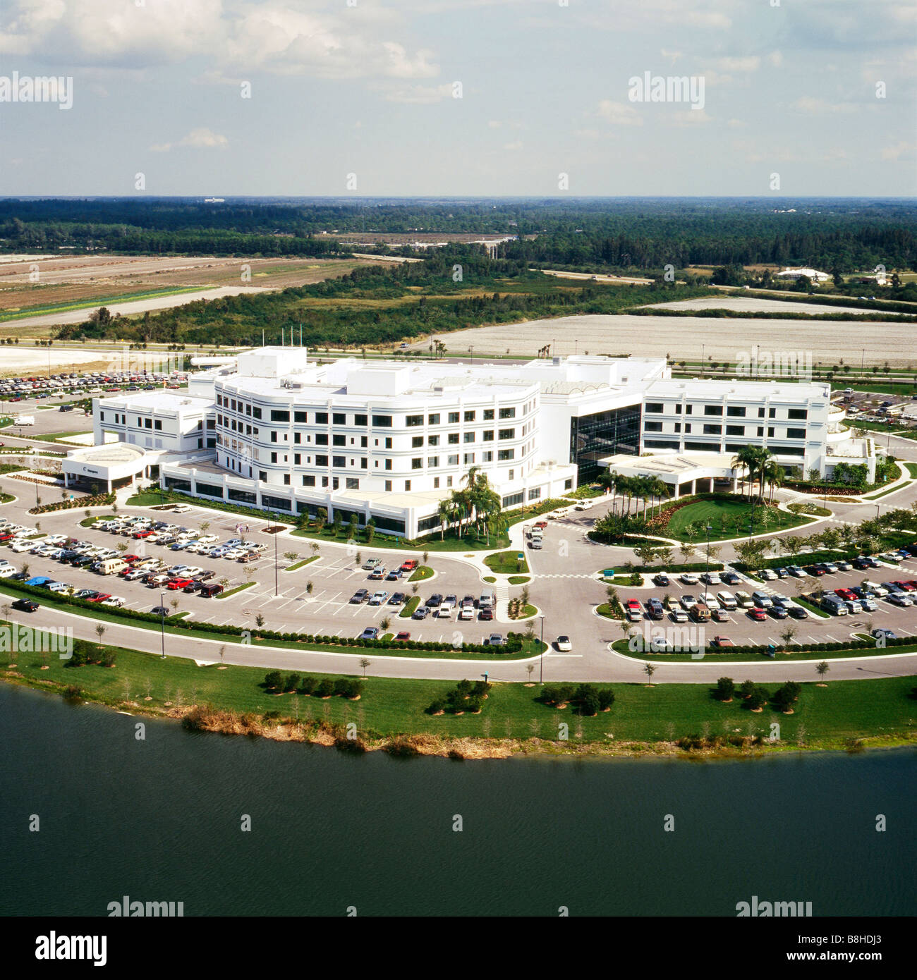 Aerial view of hospital complex Stock Photo - Alamy