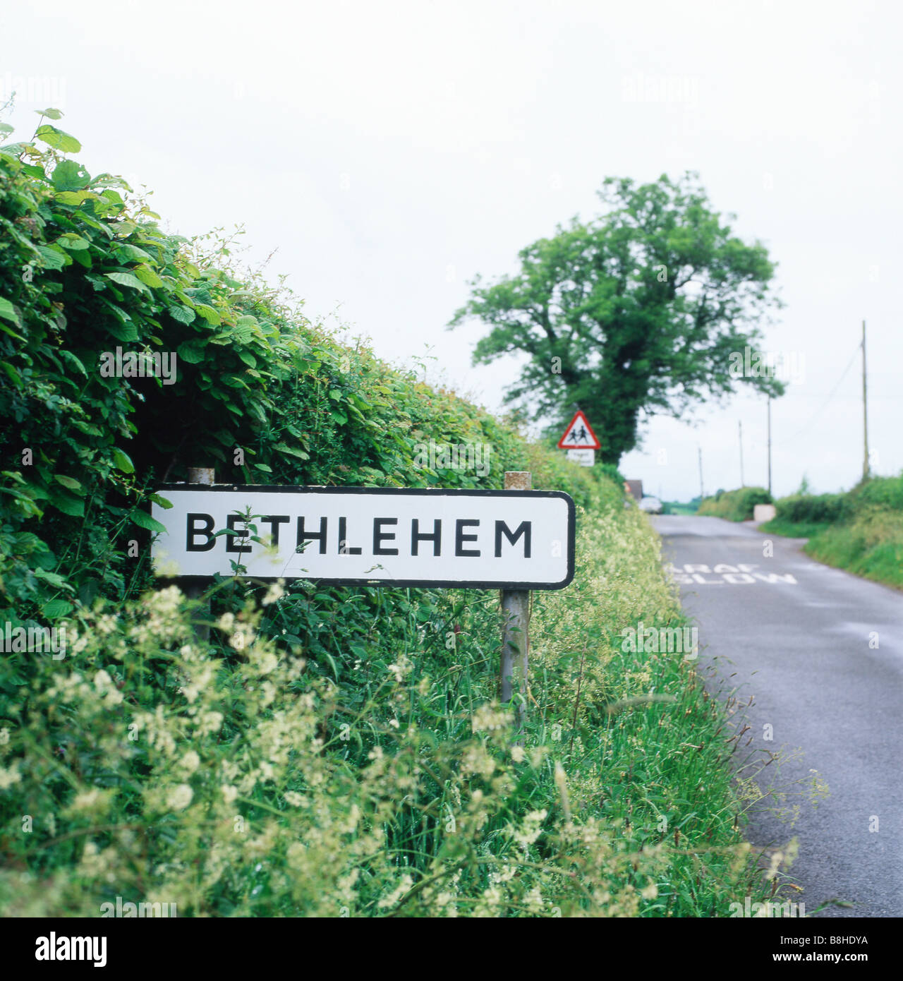 Bethlehem sign outside the Carmarthenshire village Wales UK KATHY ...