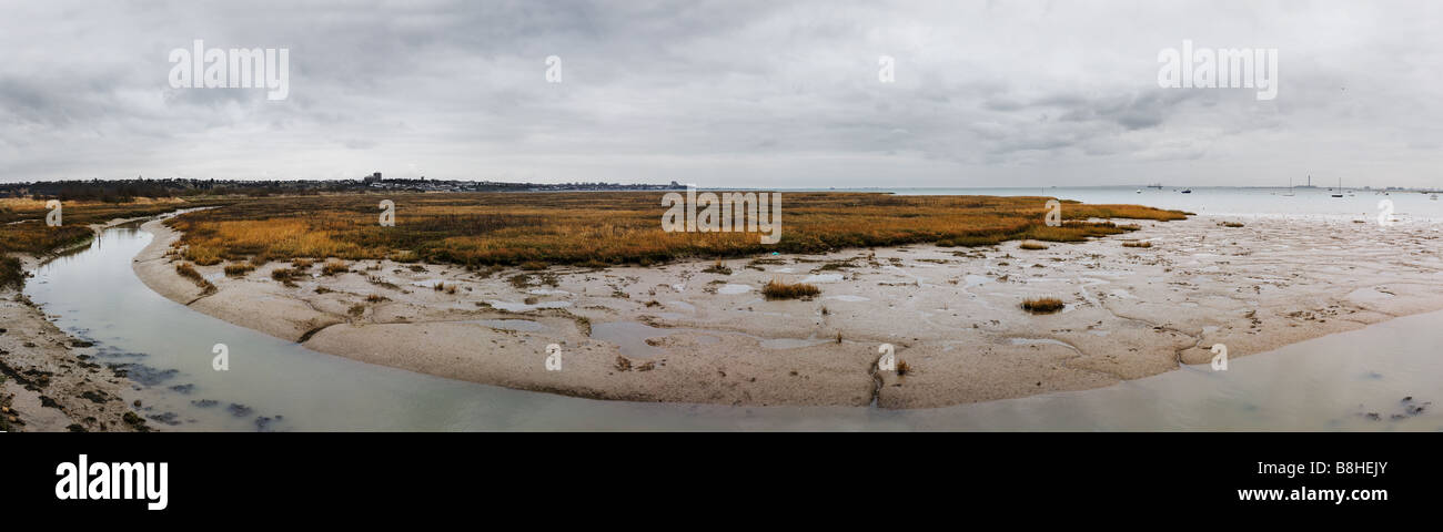 A panoramic view of the eastern part of Two Tree Island in Essex Stock ...