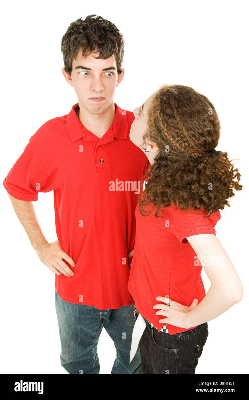 Angry teen couple having an argument Isolated on white Stock Photo - Alamy