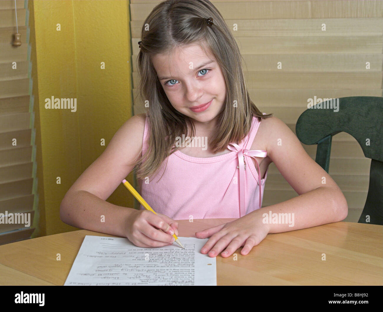 a little girl doing her homework Stock Photo - Alamy