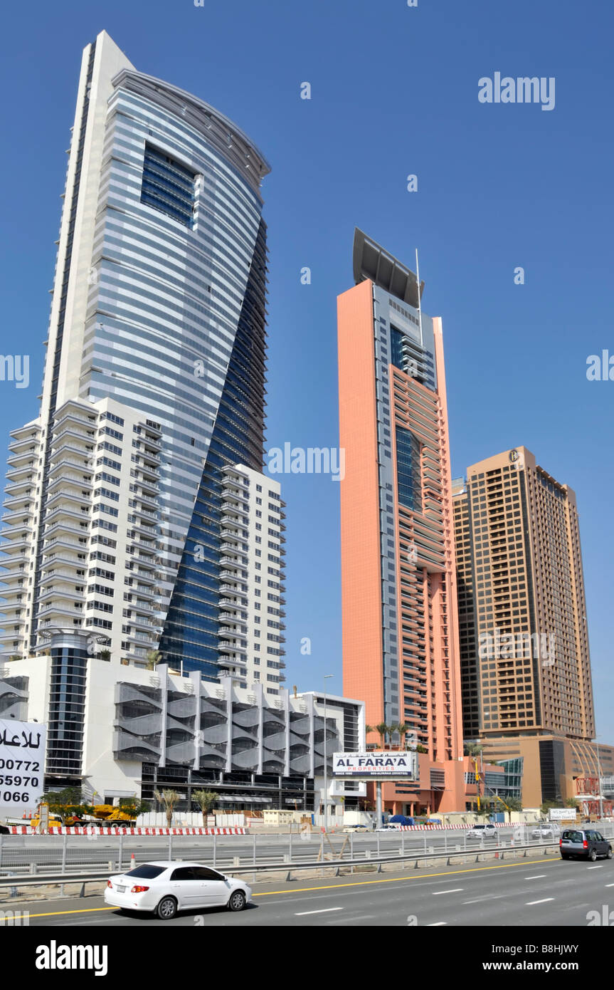 Dubai modern architecture on the "Sheikh Zayed Road" with traffic Stock ...