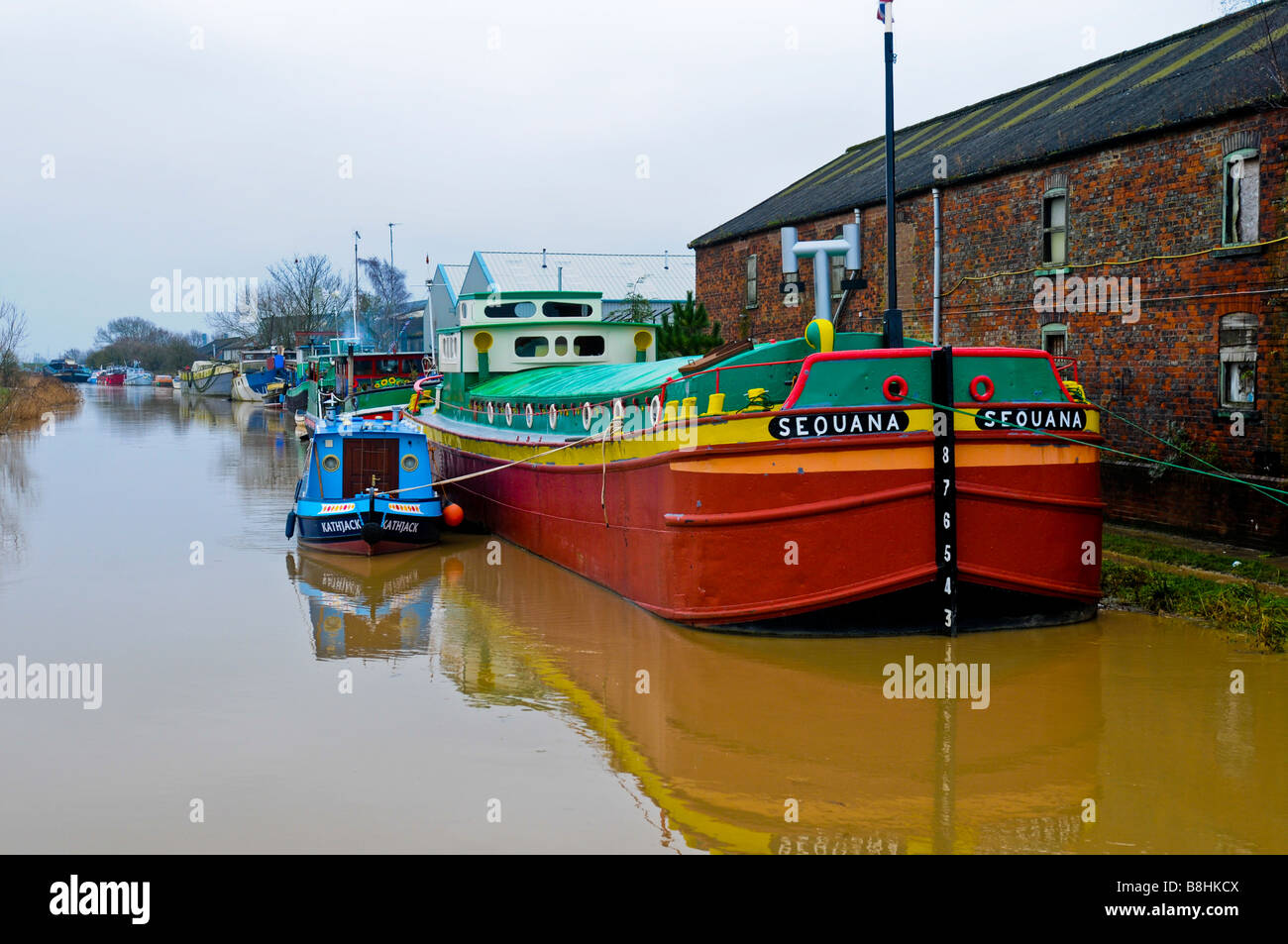 House boats on a flooded River Hull, Beverley, East Yorkshire Stock ...