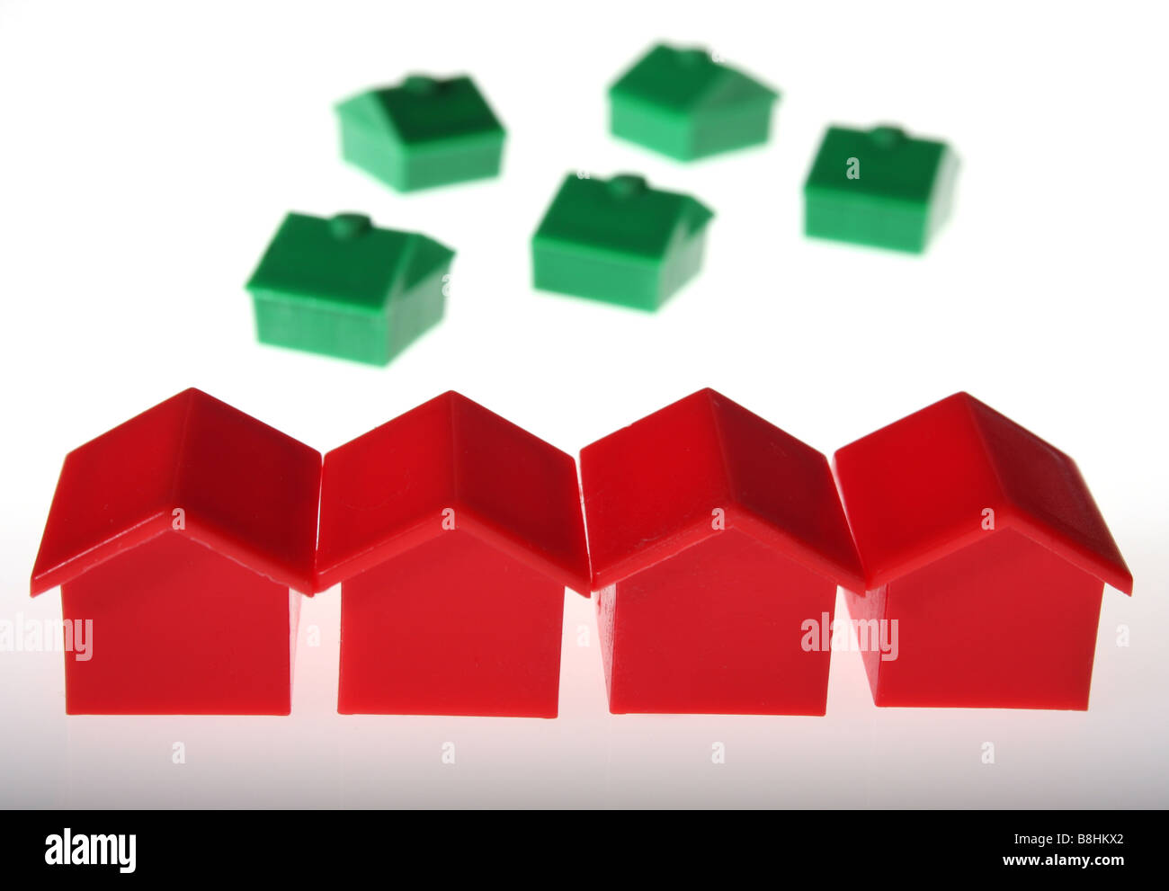 Monopoly houses shot against a white background Stock Photo - Alamy
