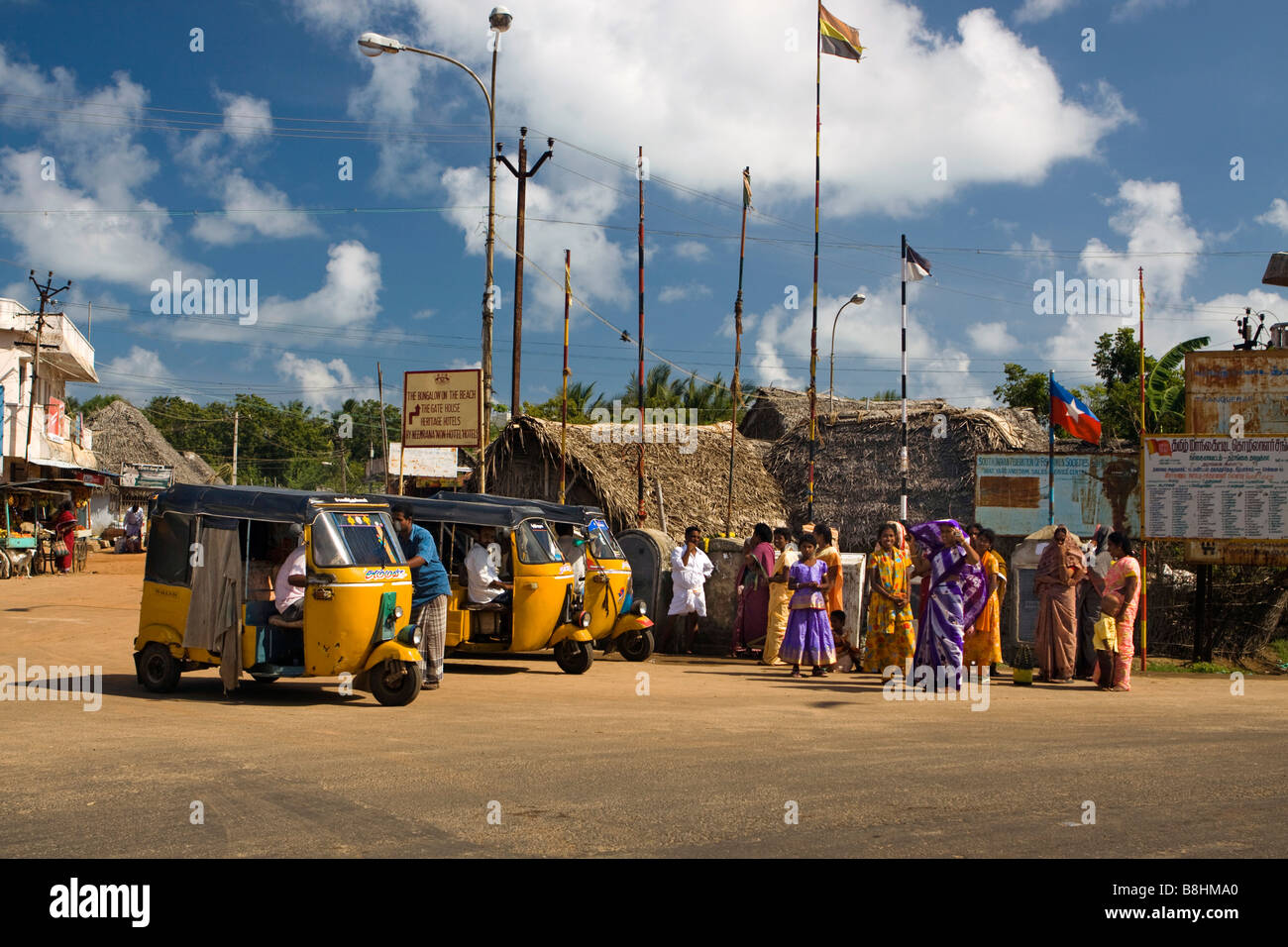 India Tamil Nadu Tranquebar Tharangambadi Bus Stand passengers waiting ...