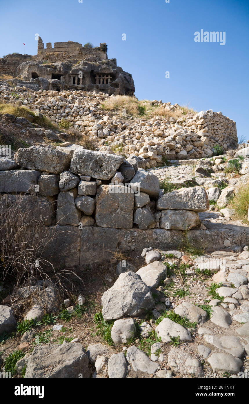 The ancient fortress of Kanli Agi on Acropolis Hill in Tlos Turkey ...