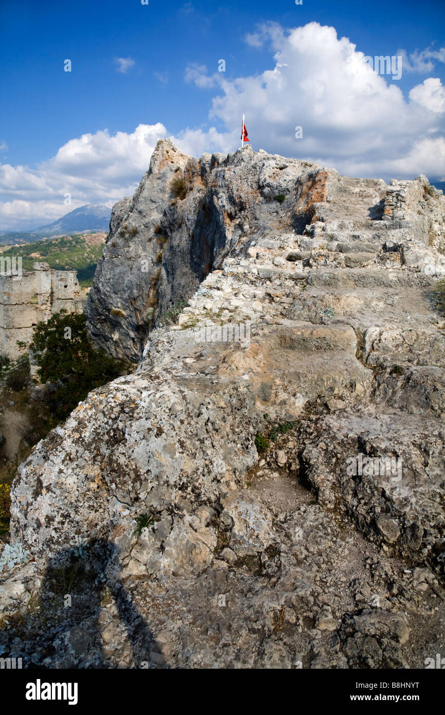 The remains of the ancient stone castle walls of Kanli Agi on Acropolis ...