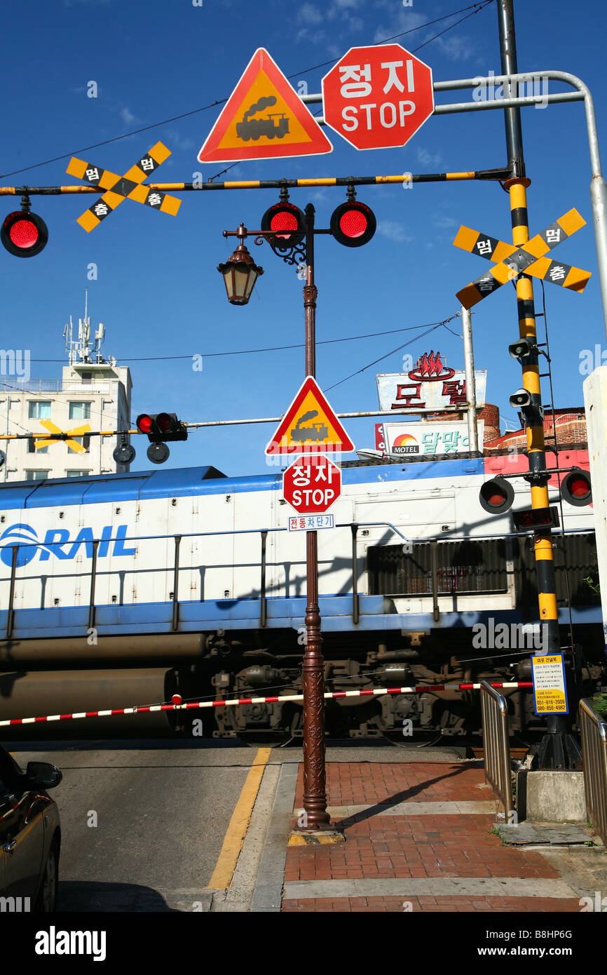 steet scene in Busan (Pusan) in South Korea, a goods transportation ...