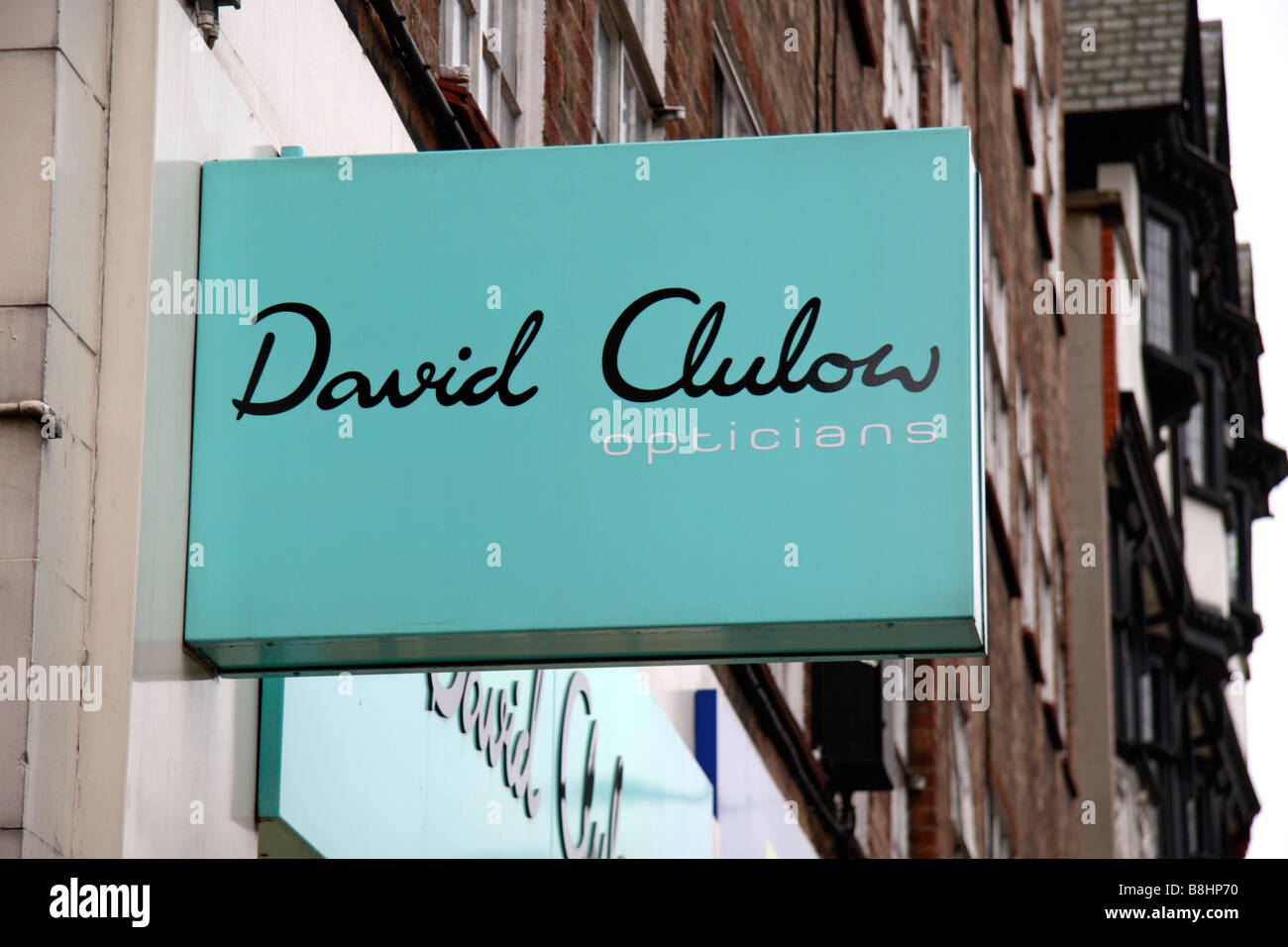 A sign above the David Clulow opticians on the Kings Road, London. Feb ...