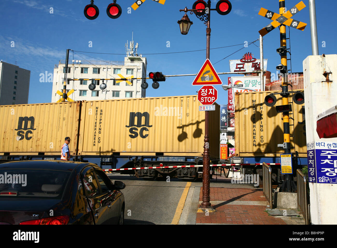 steet scene in Busan (Pusan) in South Korea, a goods transportation ...
