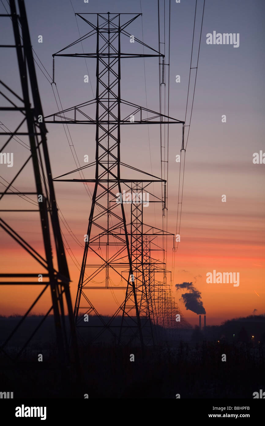 China Township Michigan Electric transmission lines lead away from a ...