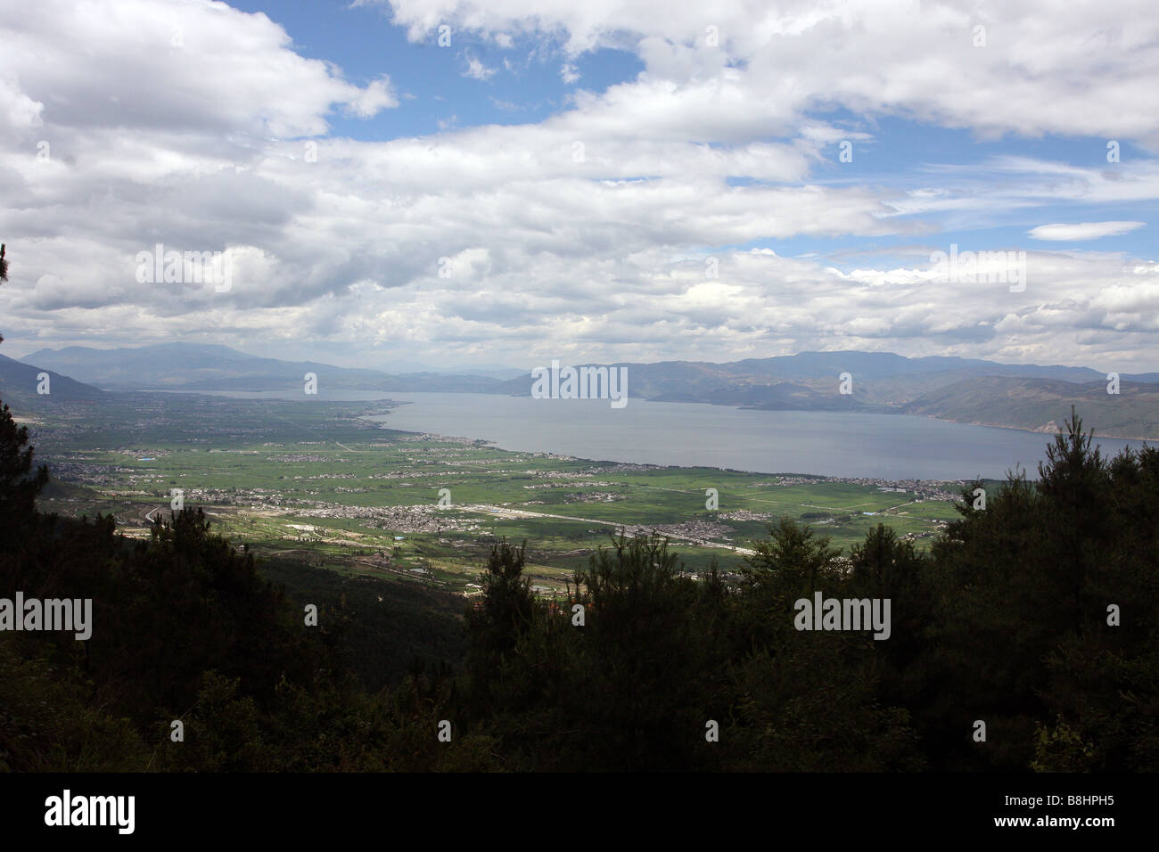view of Erhai Lake from Cangshan Mountain, Dali, China Stock Photo - Alamy