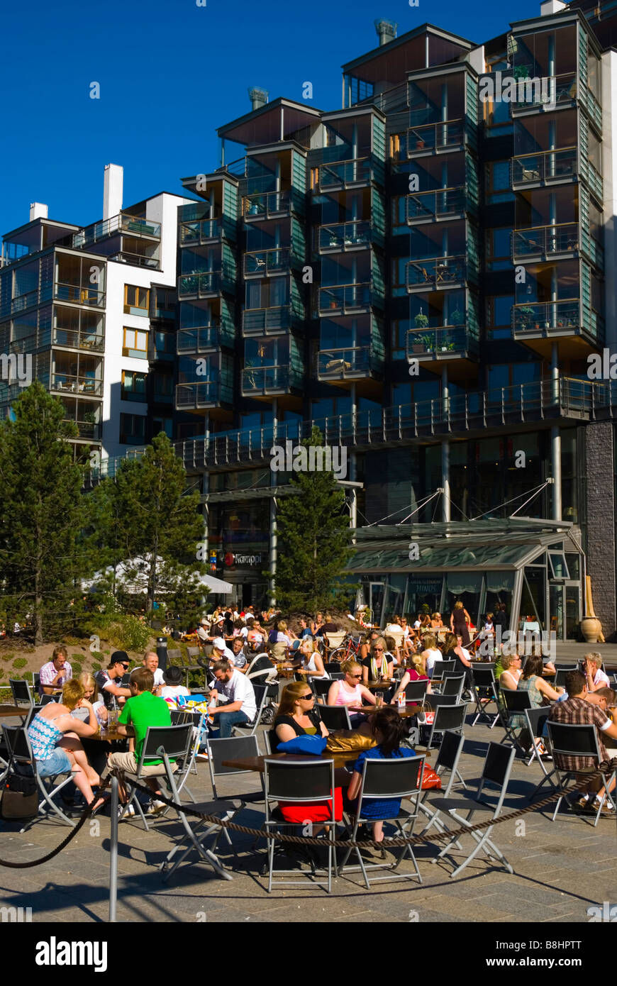 Restaurant terrace outside Kamppi Shopping Centre in Helsinki Finland ...