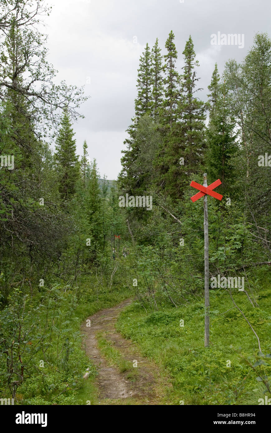 Wilderness trail sign in the mountain Stock Photo - Alamy