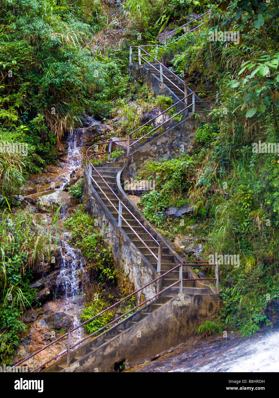 Zig-zag stepped pathway leading up Silver Waterfall Sapa Vietnam ...